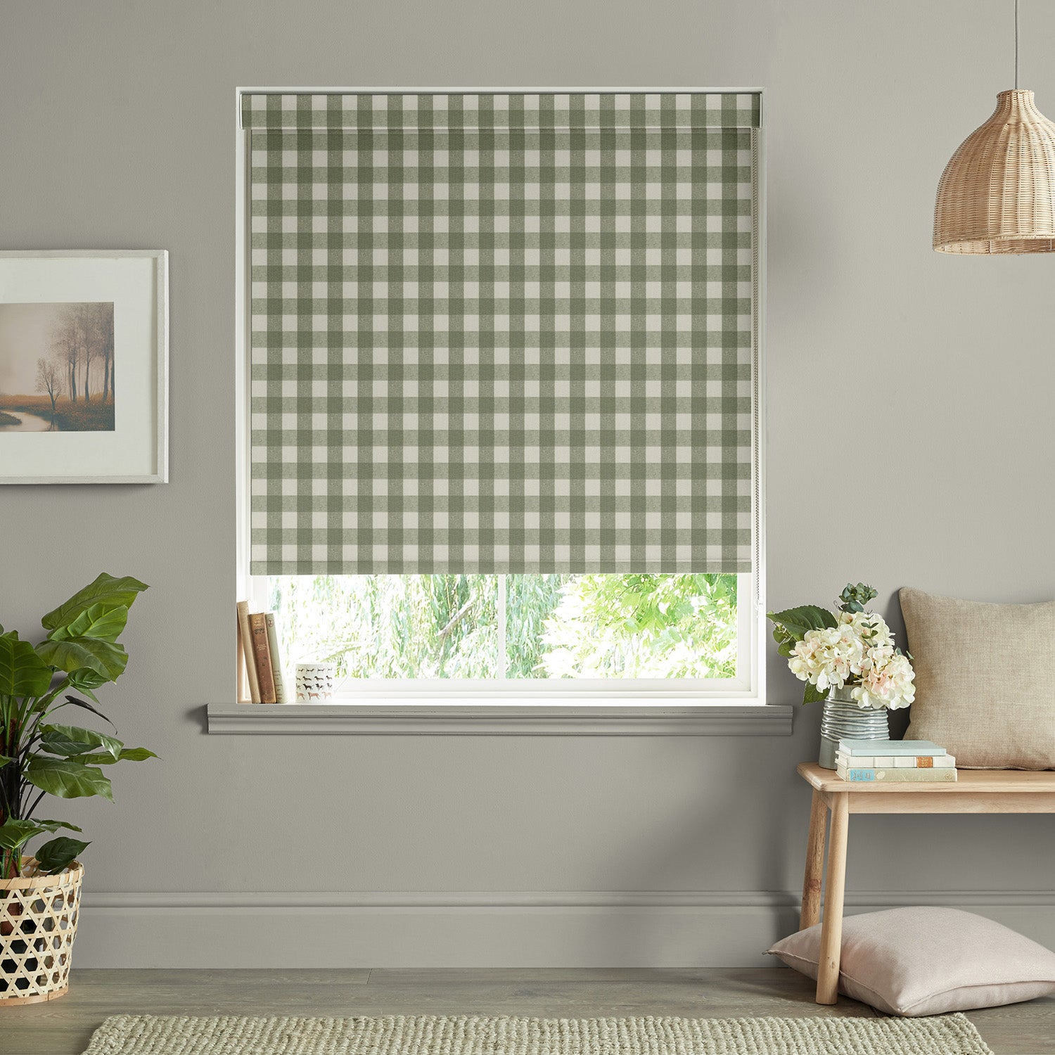 Gingham Sage Made to Measure Roller Blind