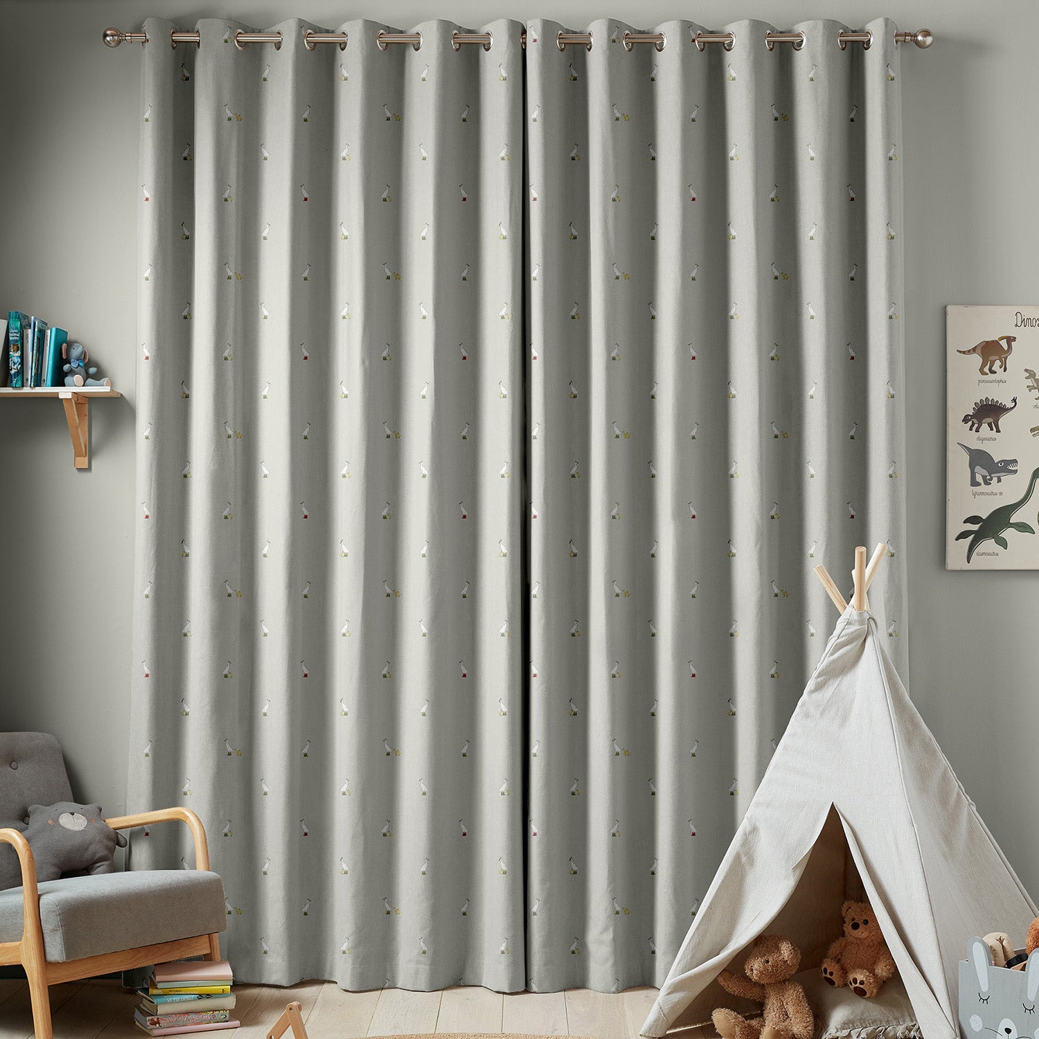 Runner Ducks Grey Made to Measure Curtains by Sophie Allport