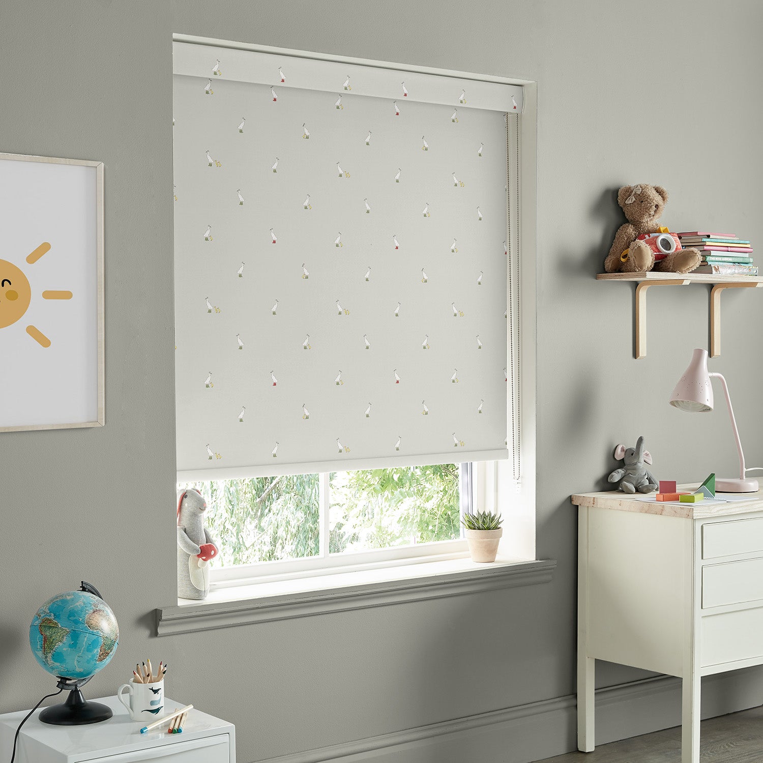 Runner Ducks Grey Made to Measure Roller Blind by Sophie Allport