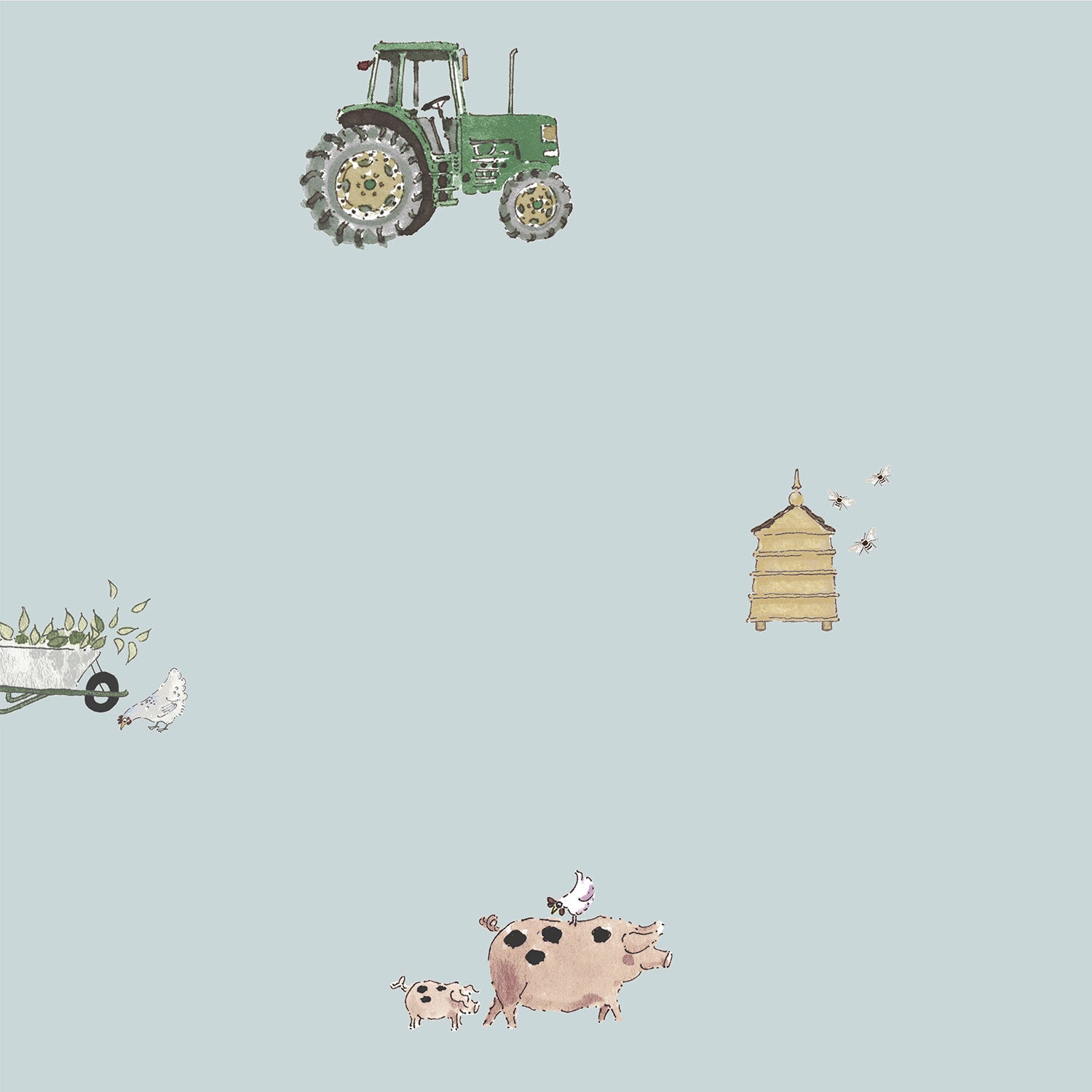 On the Farm Blue Roller Blind Sample by Sophie Allport