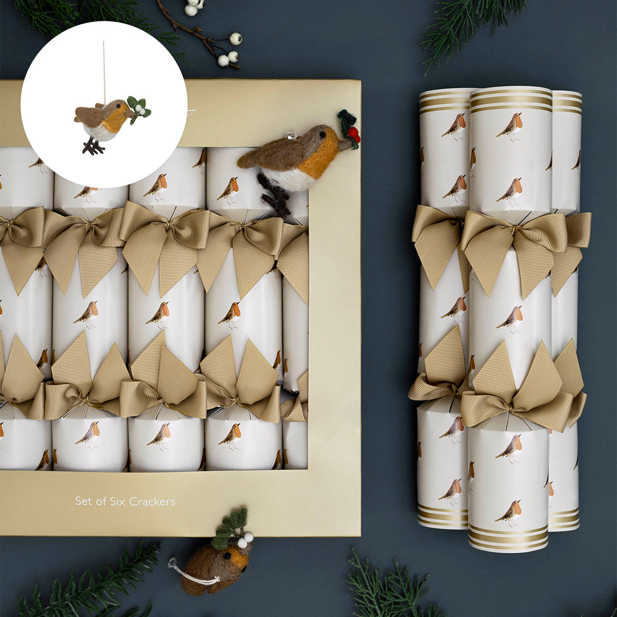 Robin Christmas Crackers (Set of 6) by Sophie Allport