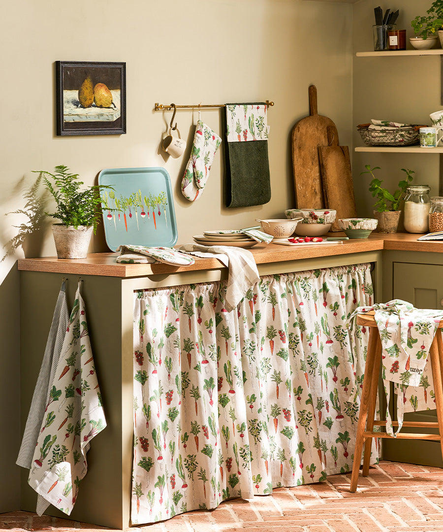 Lemons Linen Circular Hob Cover by Sophie Allport