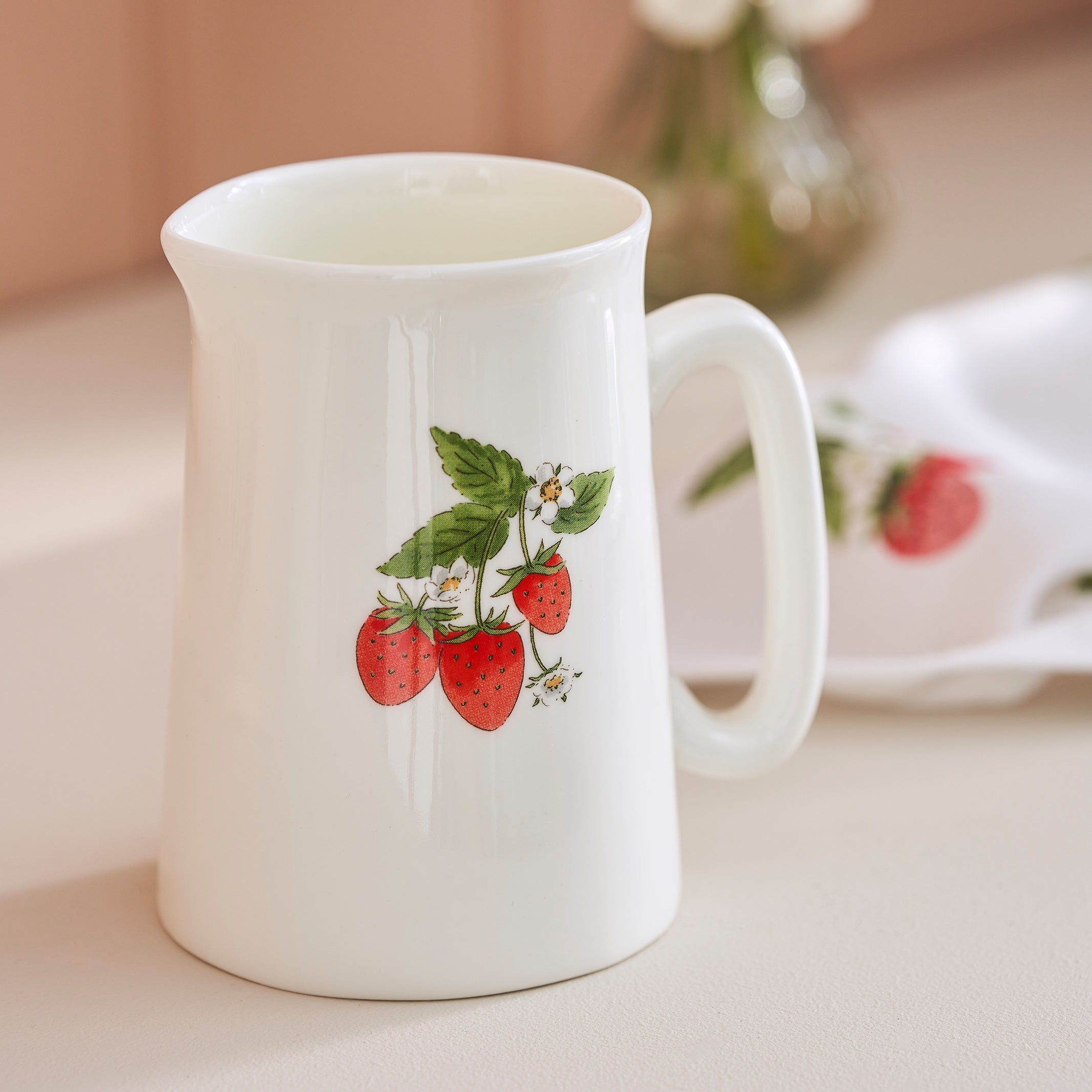 Strawberries Solo White Jug - Small by Sophie Allport