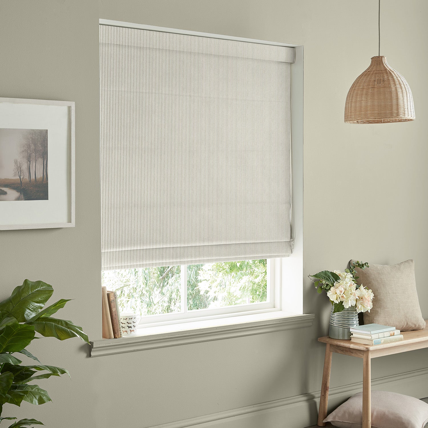 Stamford Stripe Natural Made to Measure Roman Blind by Sophie Allport