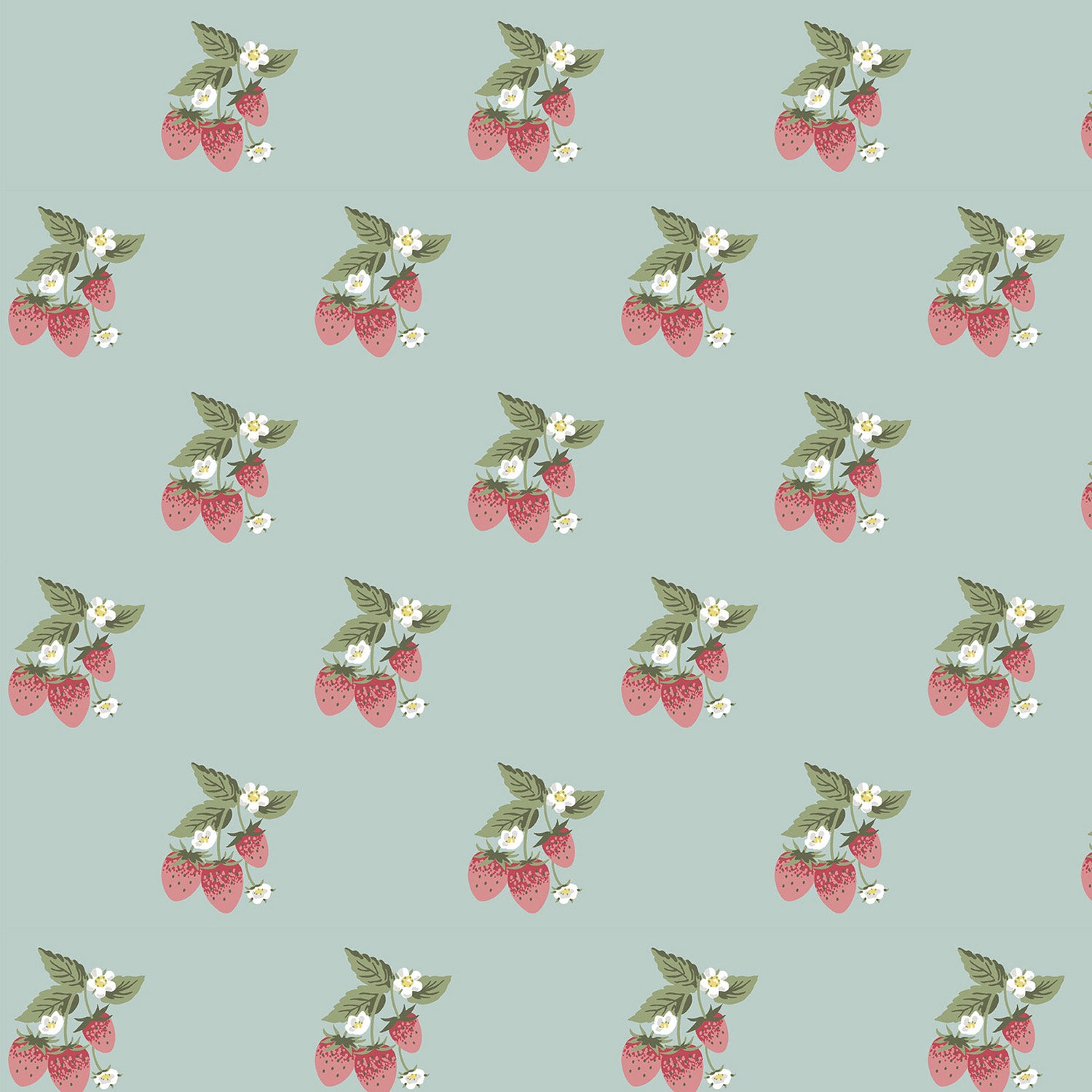 Strawberries Pale Blue Made to Measure Curtains by Sophie Allport
