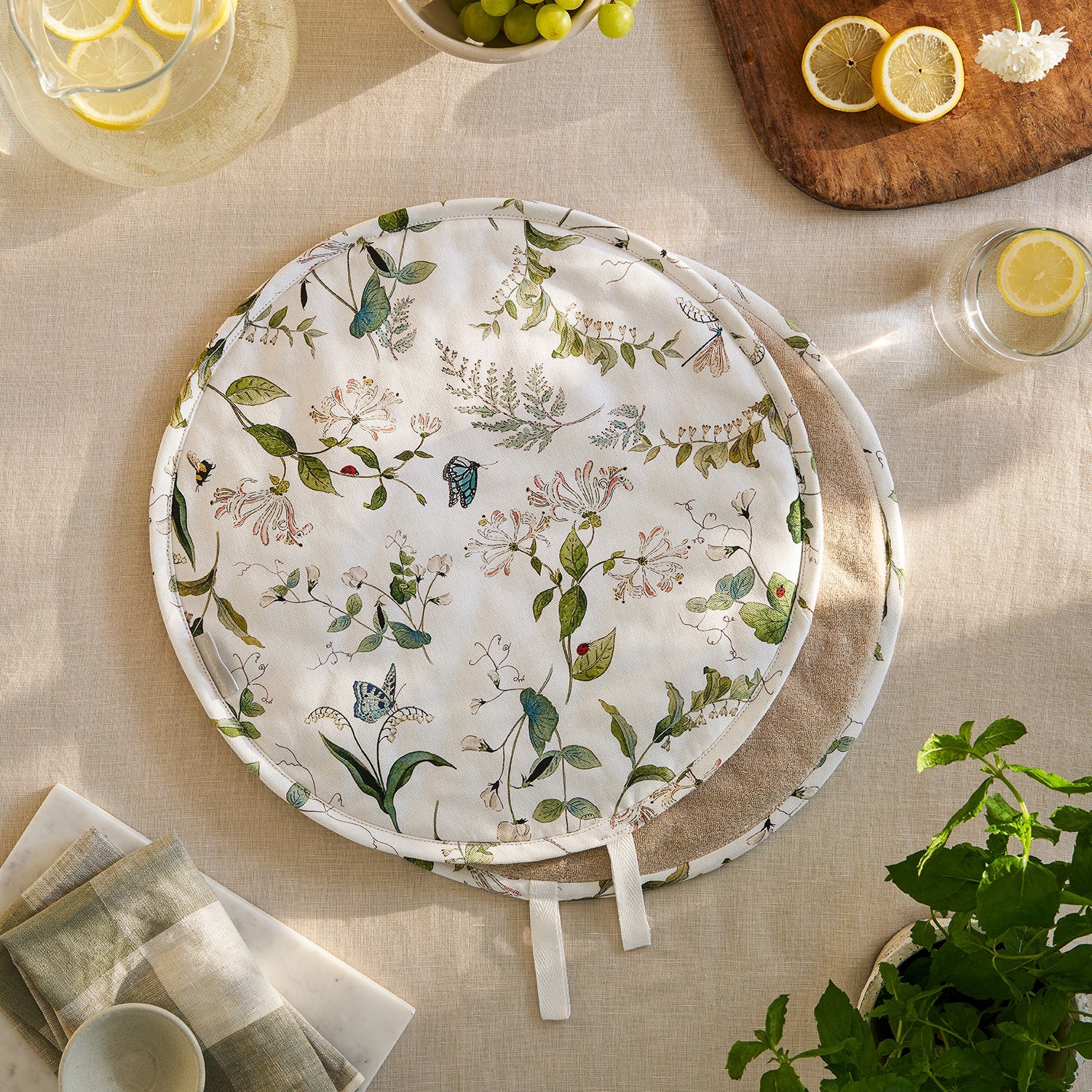 Wild Floral Circular Hob Cover by Sophie Allport