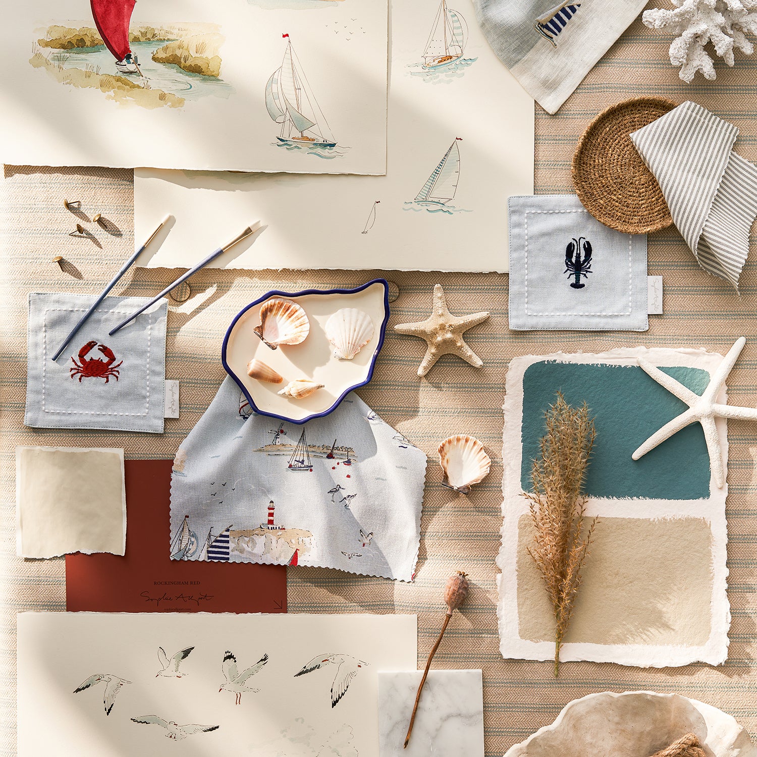 Coastal Boats Fabric By The Metre by Sophie Allport