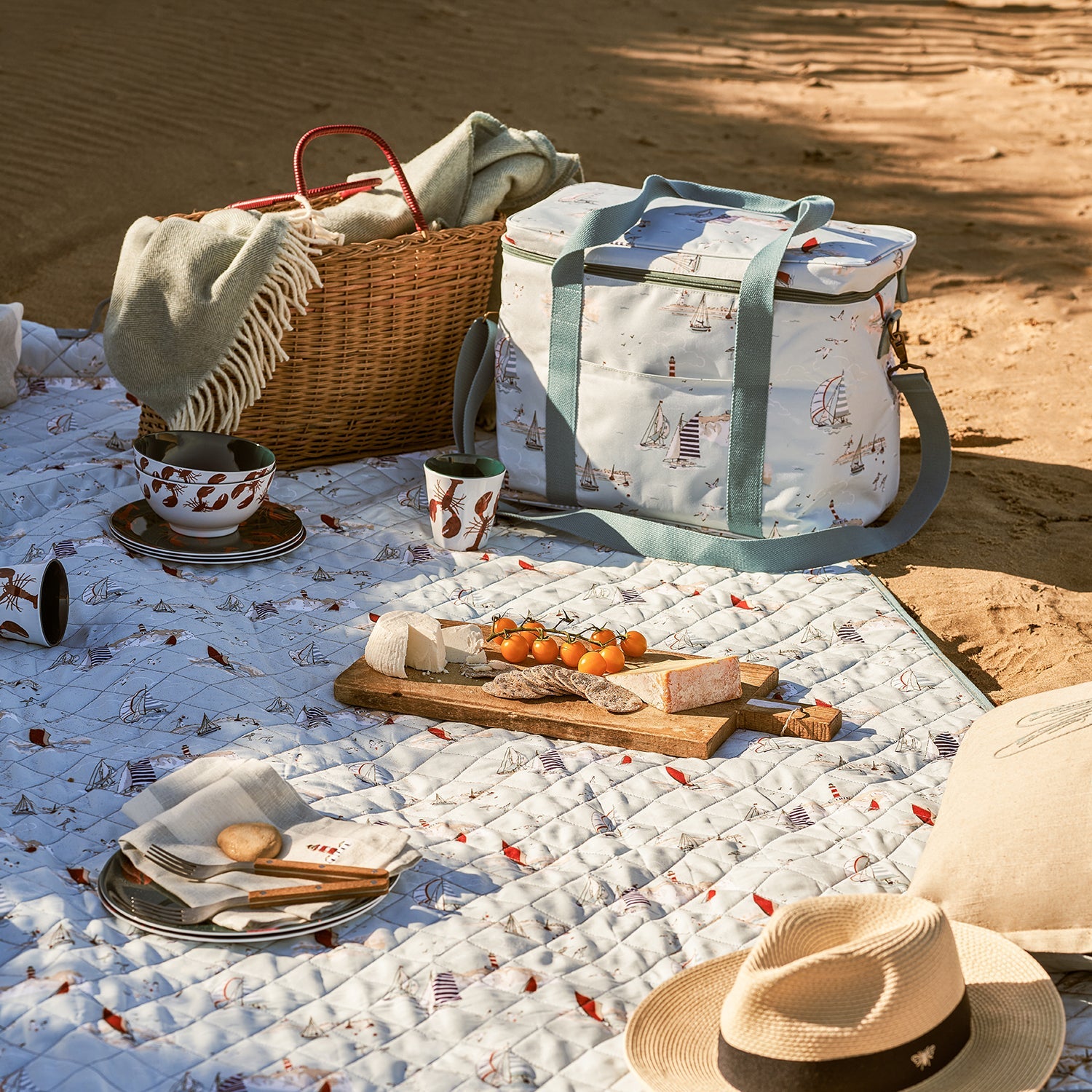 Coastal Boats Picnic Blanket by Sophie Allport
