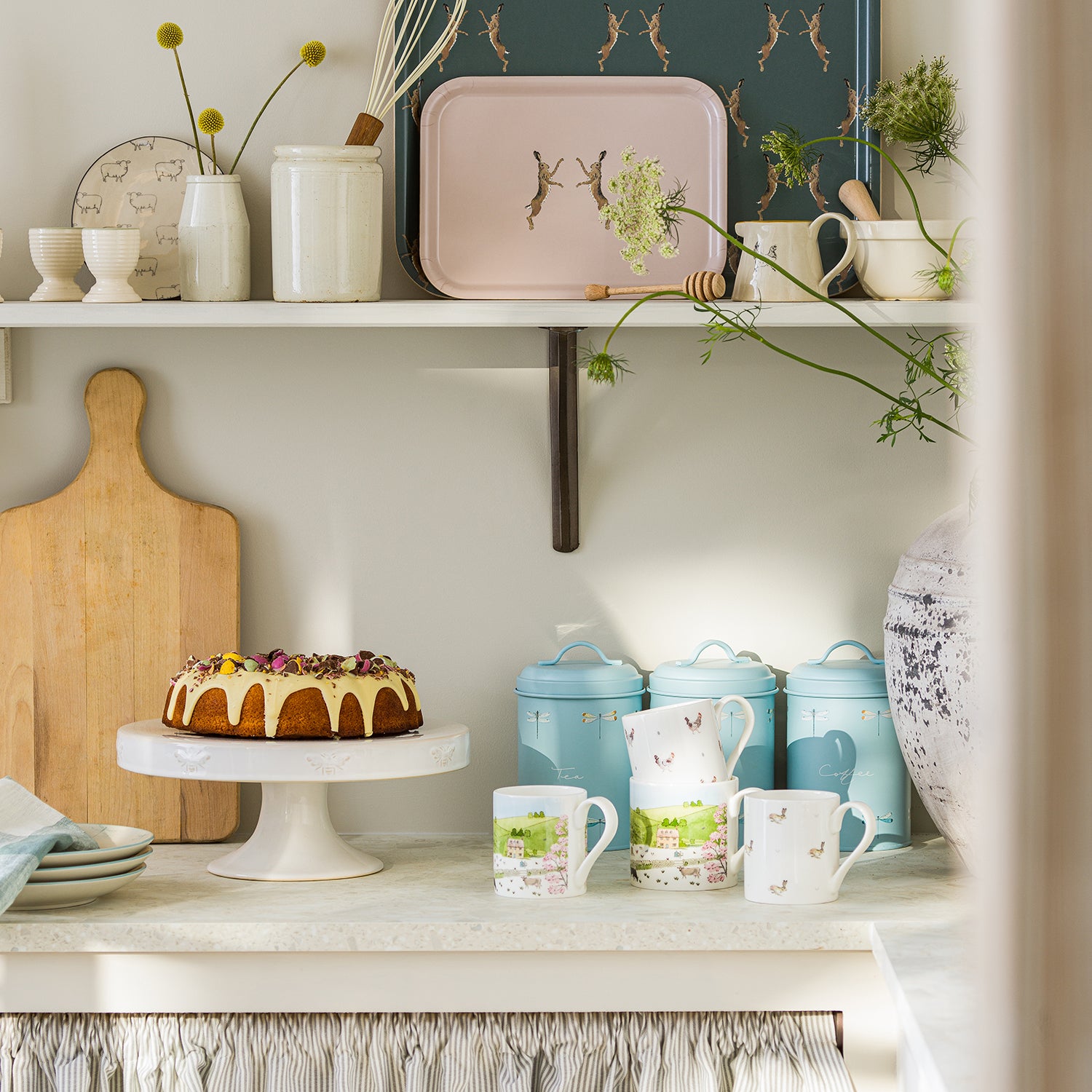 Boxing Hares Serving Tray - Large by Sophie Allport