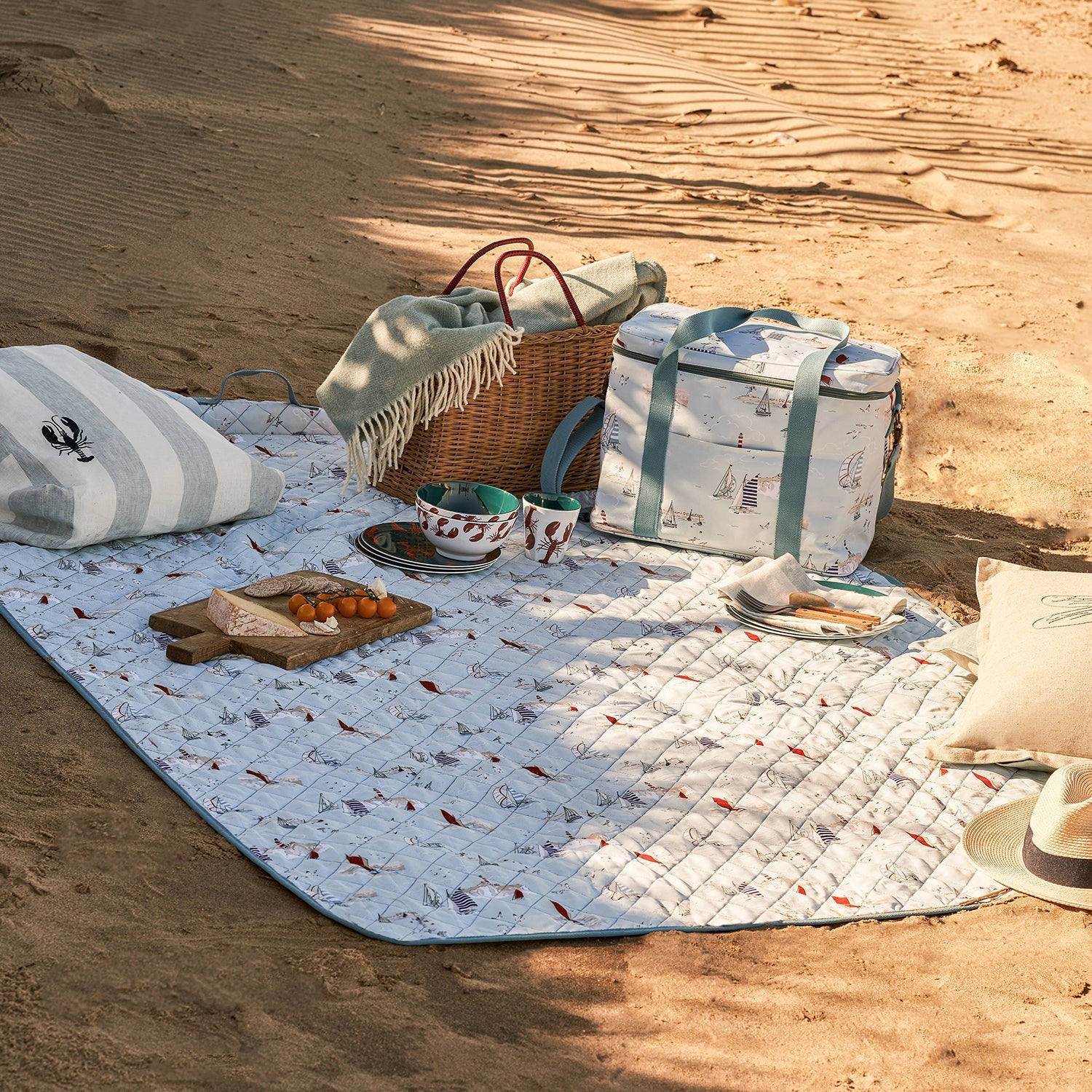 Coastal Boats Picnic Blanket by Sophie Allport