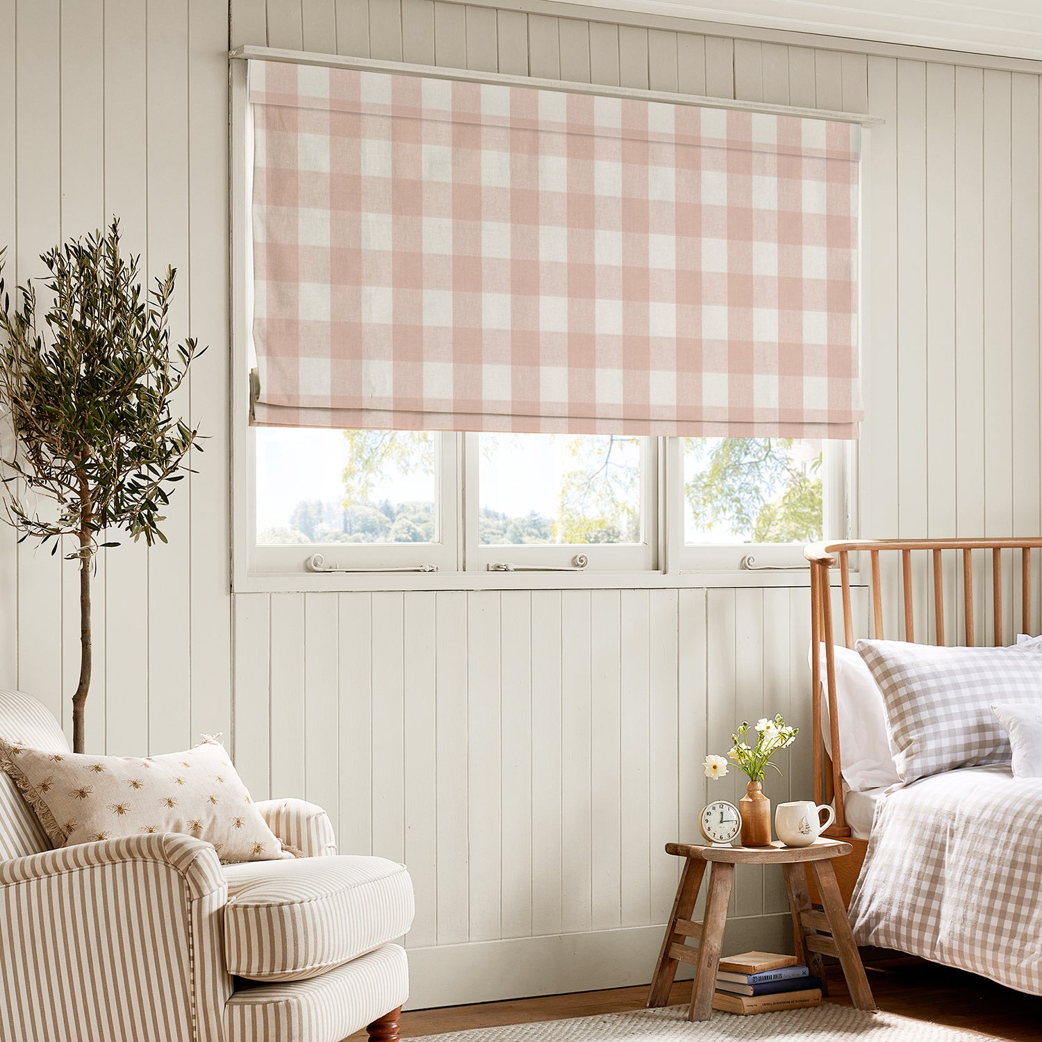 Pink Gingham Made to Measure Roman Blind by Sophie Allport