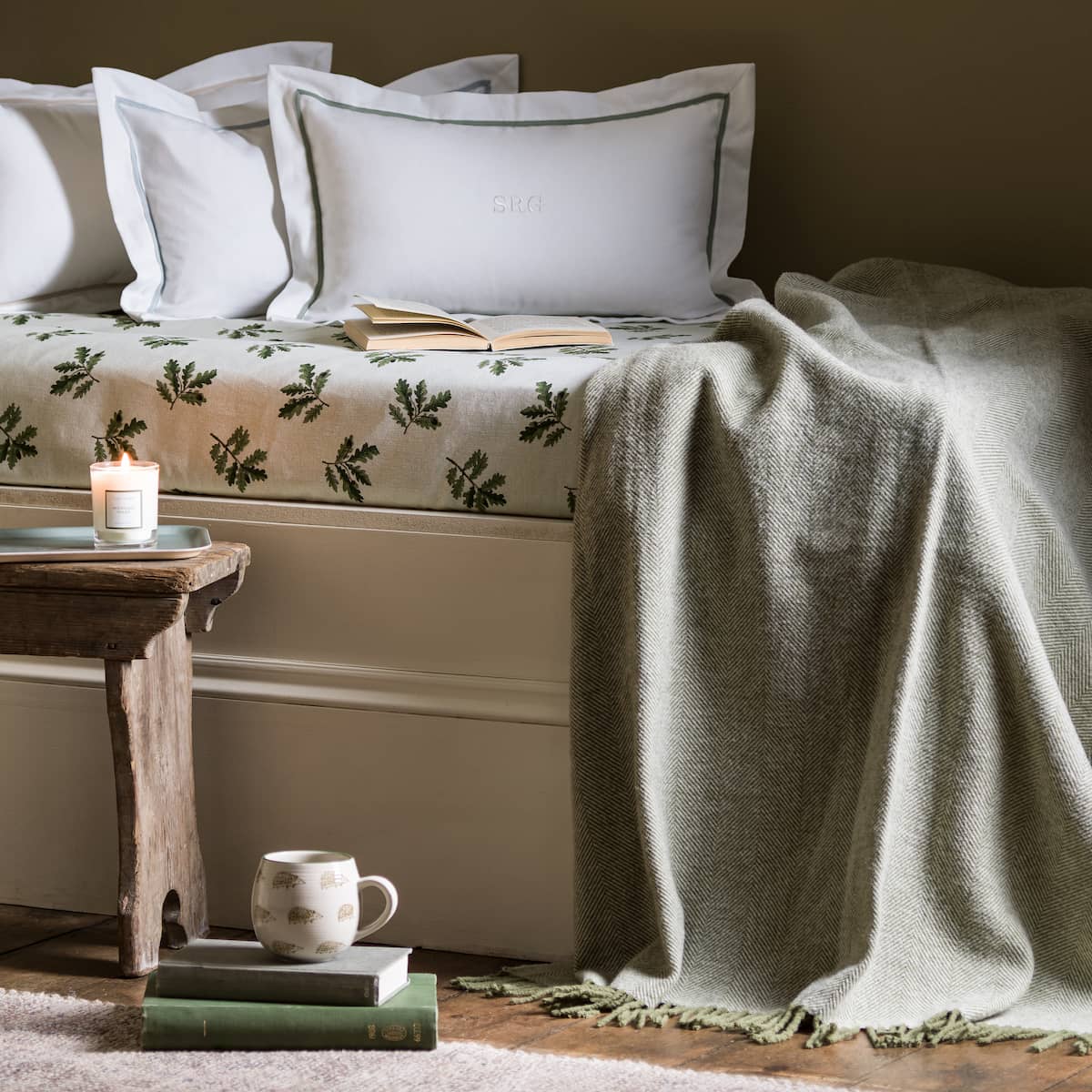 Wool Throw - Olive by Sophie Allport