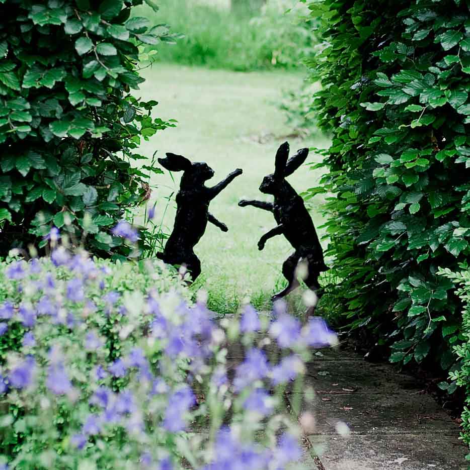 Pair Of Boxing Hares Bronze Sculpture by Sophie Allport