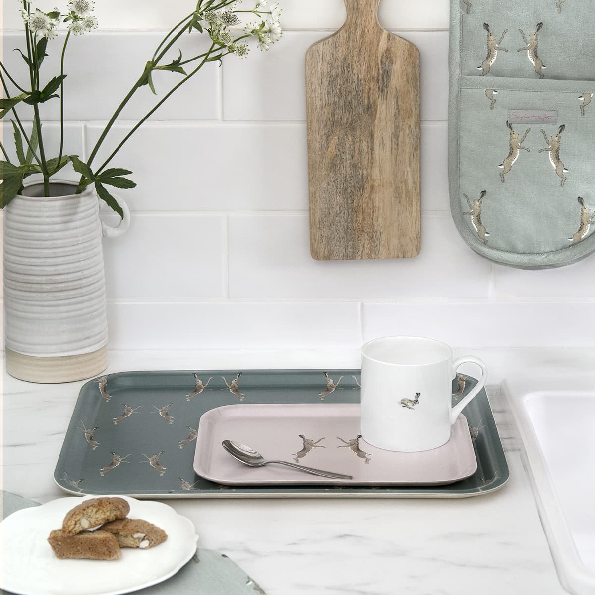 Boxing Hares Serving Tray - Large by Sophie Allport