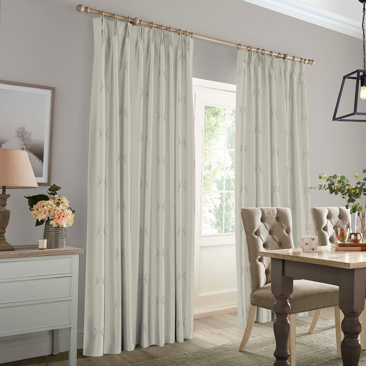 Boxing Hares Natural Made to Measure Curtains by Sophie Allport