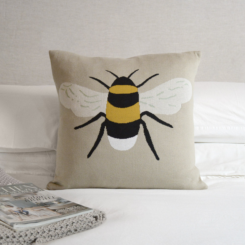 Bees Knitted Statement Cushion by Sophie Allport