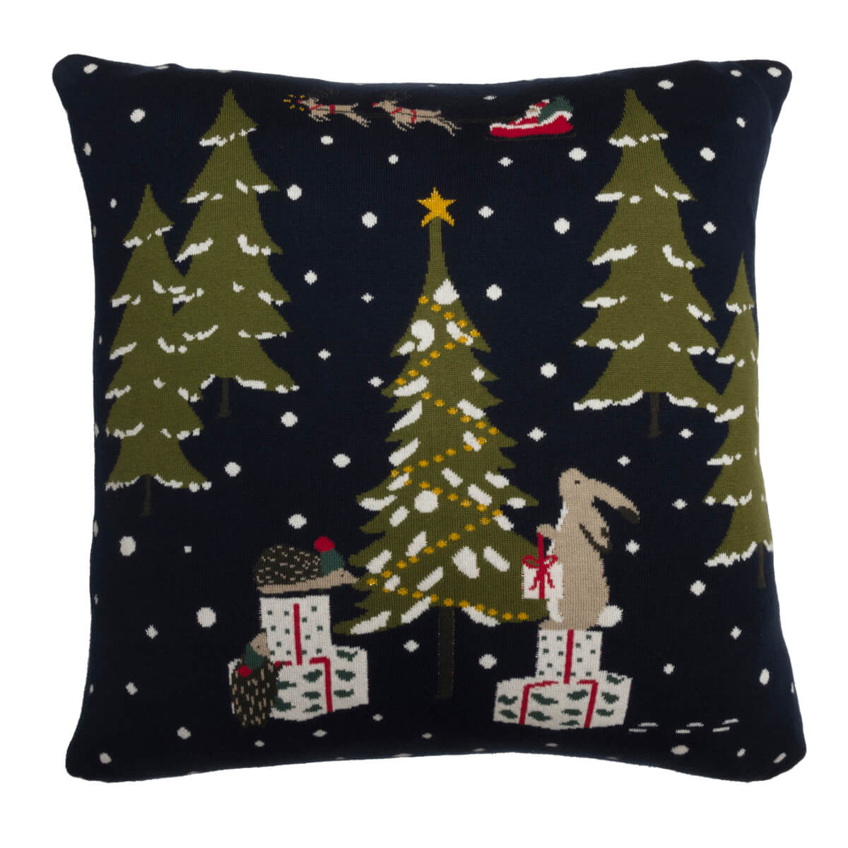 Festive Forest Knitted Cushion by Sophie Allport
