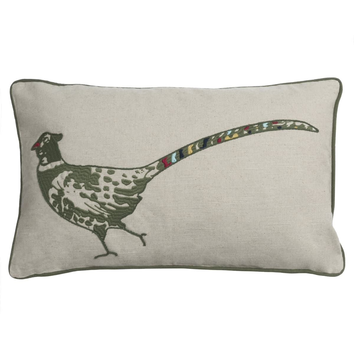 Pheasant Linen Blend Embroidered Cushion by Sophie Allport