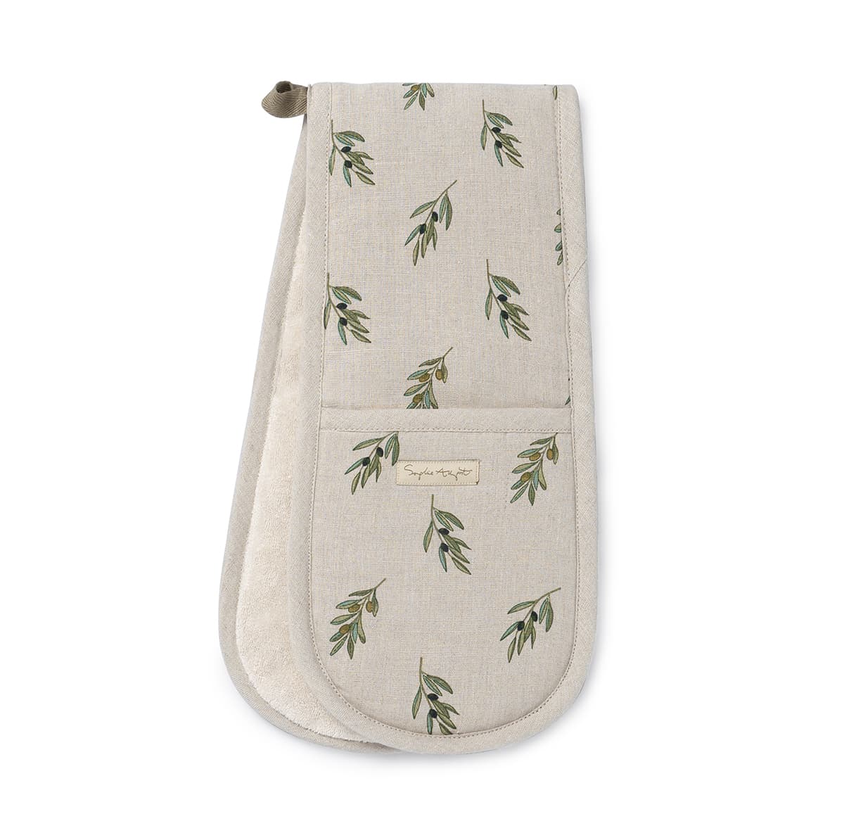 Olive Linen Double Oven Glove by Sophie Allport