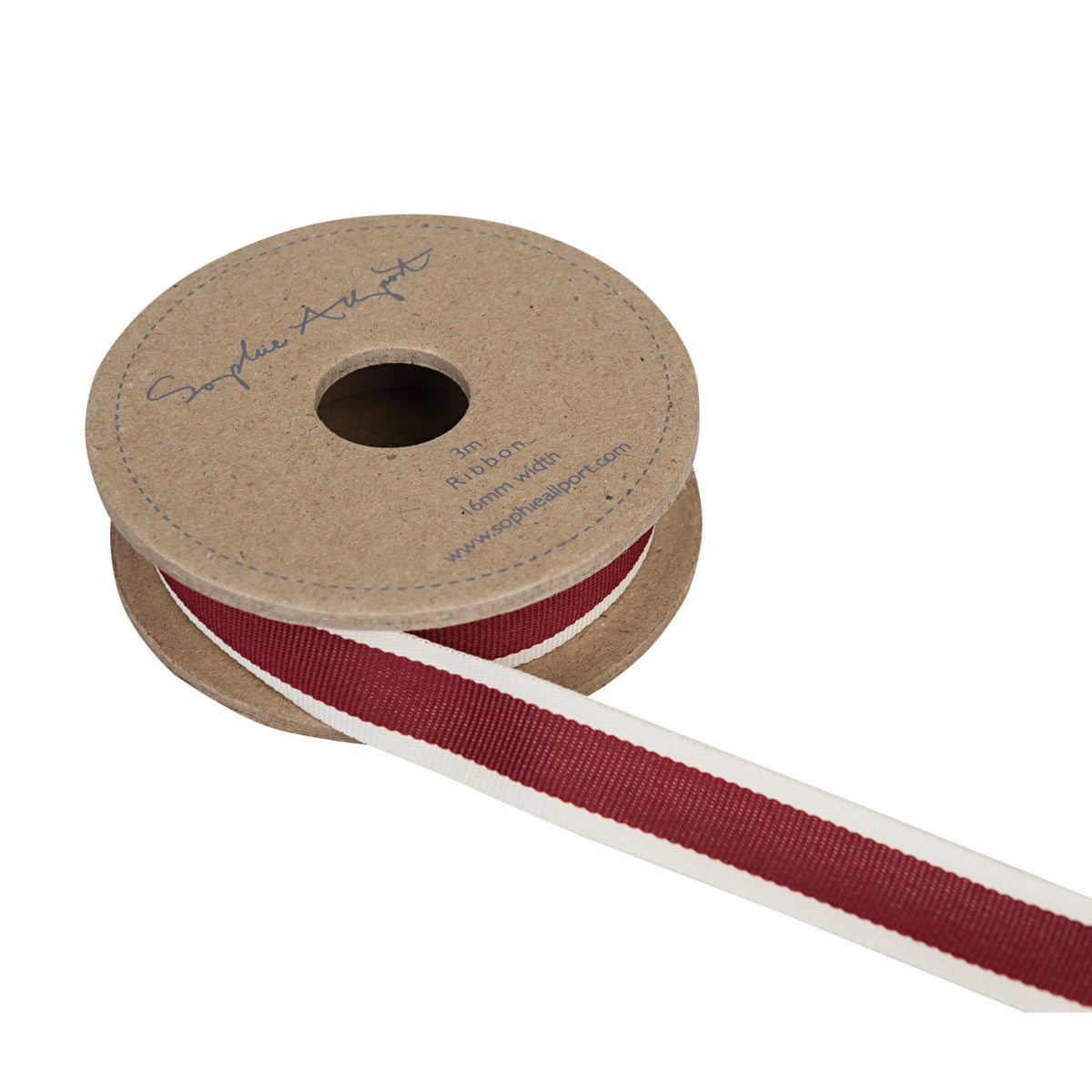 Claret Red Stripe Ribbon by Sophie Allport