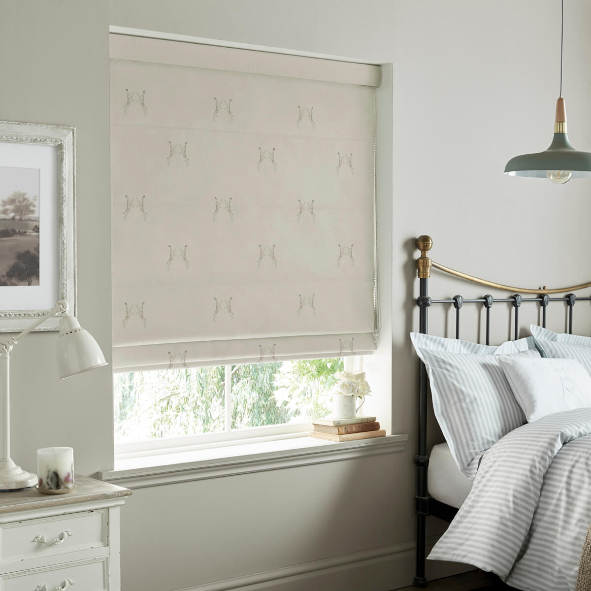 Boxing Hares Natural Curtains/Roman Blind Sample by Sophie Allport