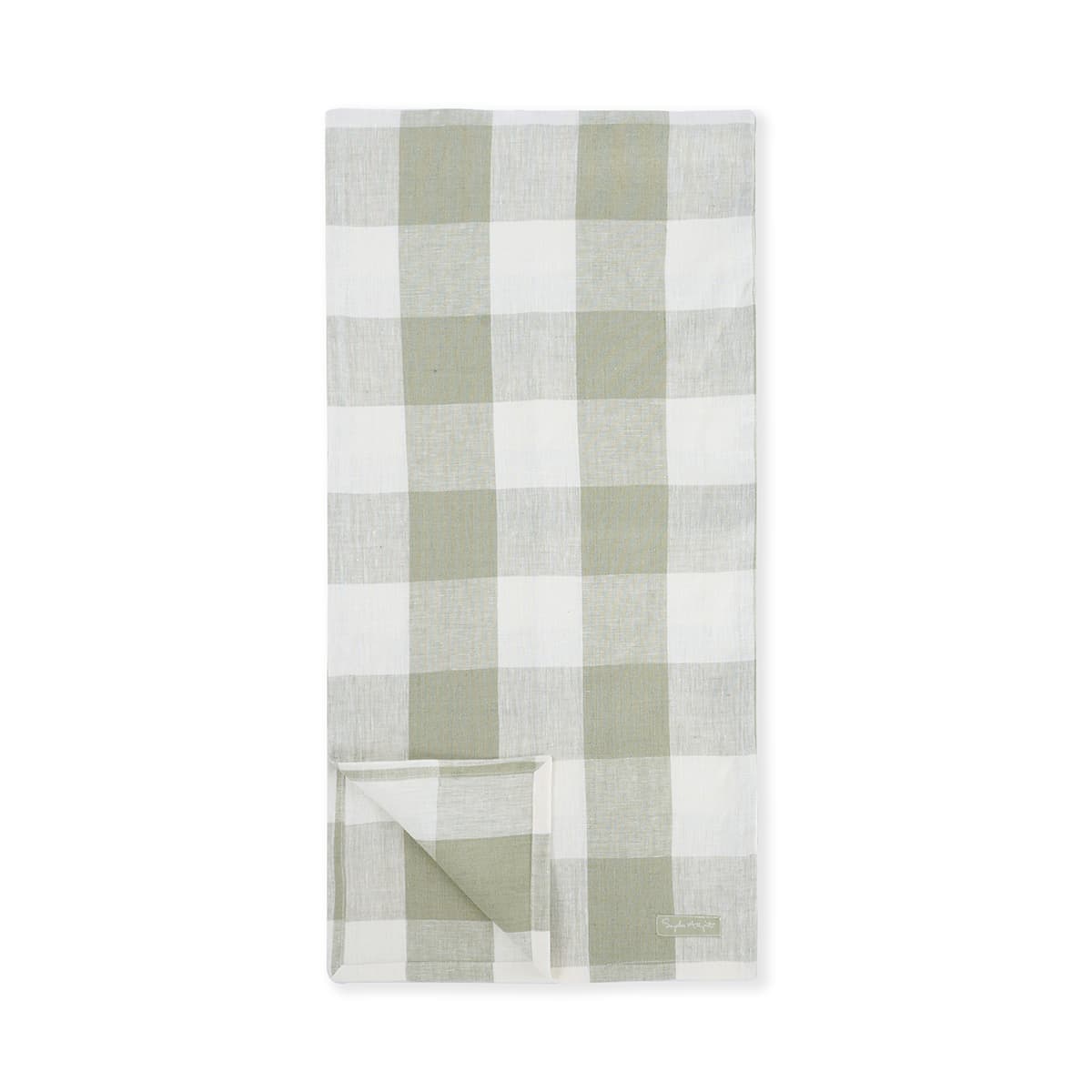 Sage Green Gingham Linen Table Runner by Sophie Allport