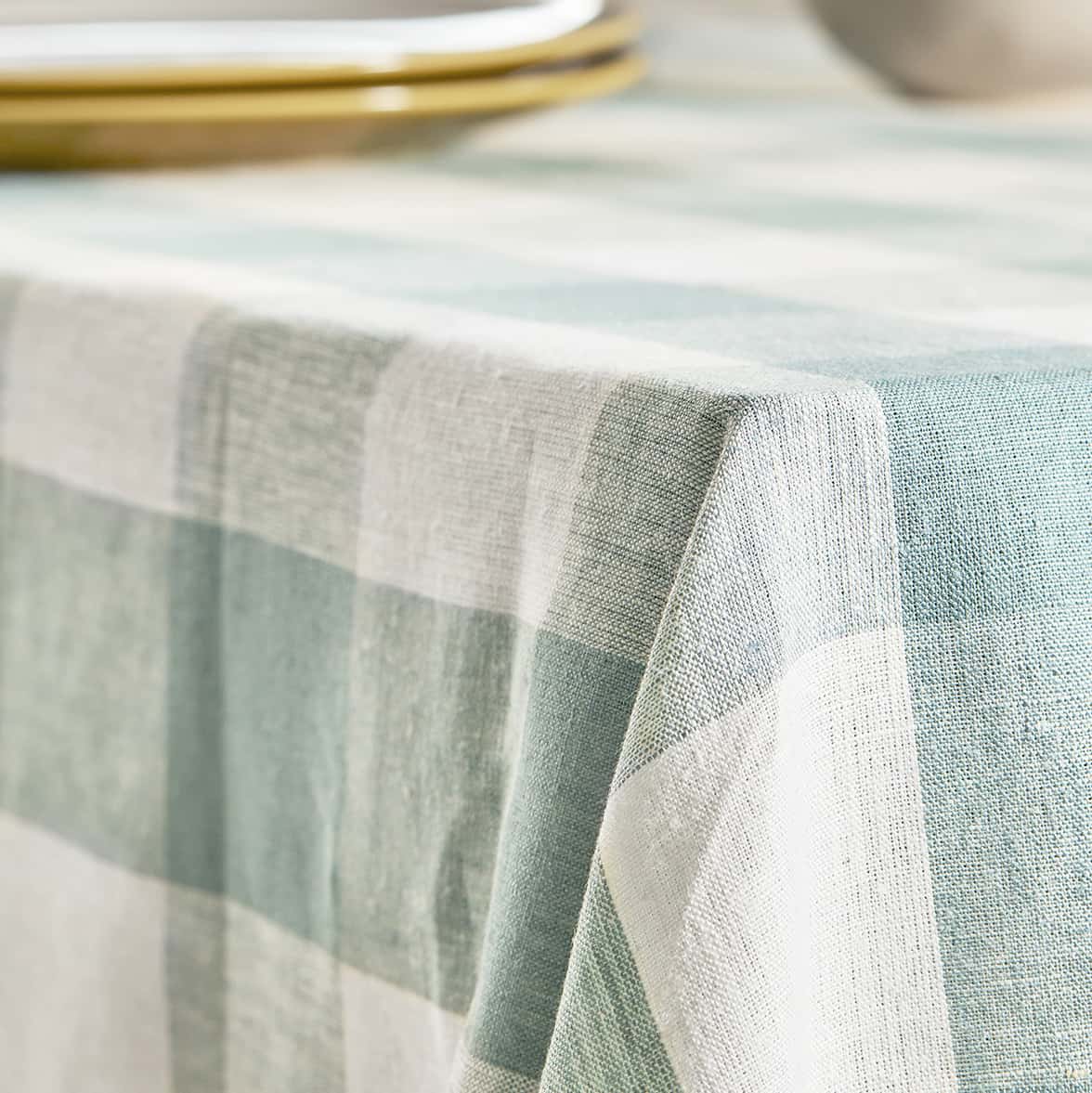 Teal Gingham Linen Tablecloth by Sophie Allport
